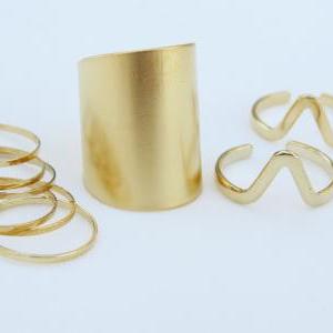 Set Of 9 Gold Stacking Rings, Gold Knuckle Ring, Band Ring, Adjustable ...