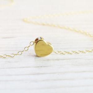 Gold Necklace, Tiny Heart Necklace, Small Heart Necklace, Goldfilled ...