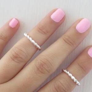 Silver Stacking Rings - Twist Silver Ring, Thin Knuckle Ring, Simple ...