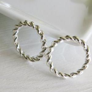 Silver Stacking Rings - Twist Silver Ring, Thin Knuckle Ring, Simple ...