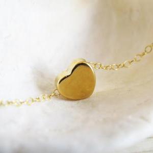 Gold Necklace - Tiny Heart Necklace, Small Heart Necklace, Simple Gold ...