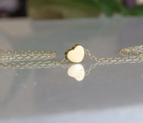 Gold Necklace - Tiny Heart Necklace, Small Heart Necklace, Simple Gold ...
