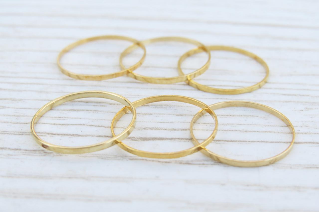 Thin Gold Ring - Stacking Rings, Knuckle Ring, Gold Shiny Bands, Set Of ...