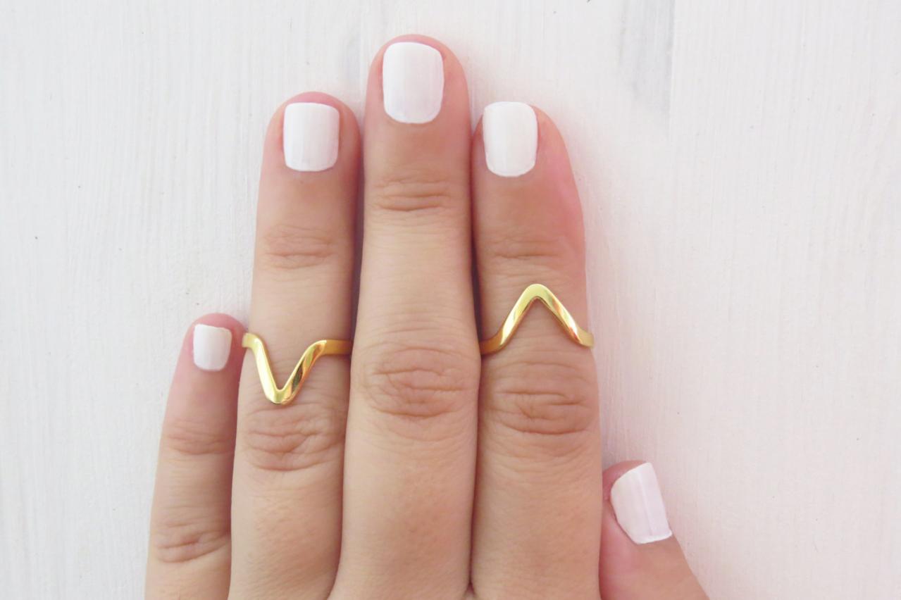 Simple Gold Stacking Rings - Thin Knuckle Ring, Chevron Ring ...