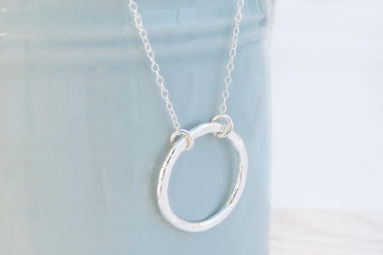Silver Necklace - Silver Circle Necklace - Simple Silver Necklace ...
