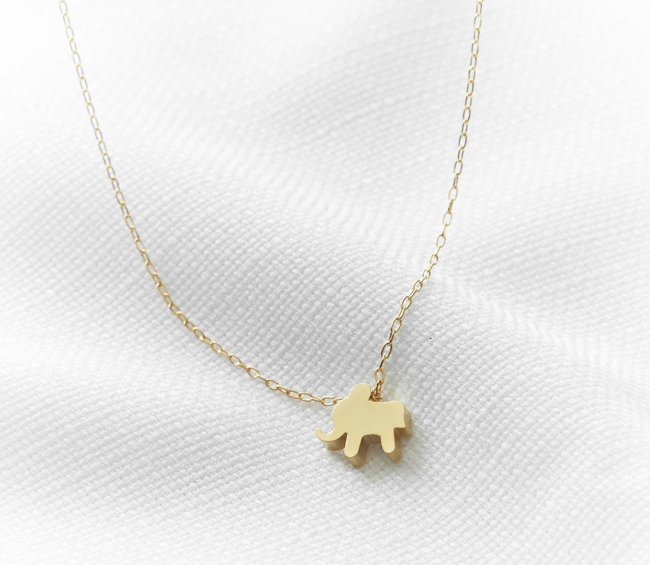 Gold Necklace, Gold Elephant Necklace, Goldfilled Chain With Elephant ...