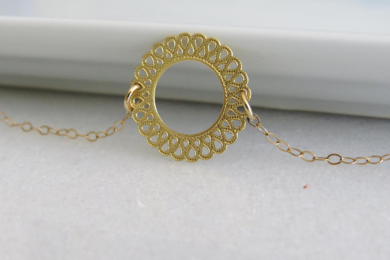 Gold Bracelet, Gold Circle Bracelet, Small Circle Bracelet, Circle Gold ...