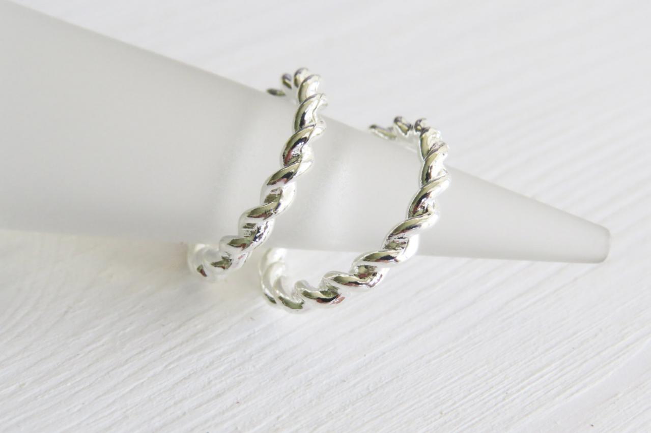 Silver Stacking Rings - Twist Silver Ring, Thin Knuckle Ring, Simple ...