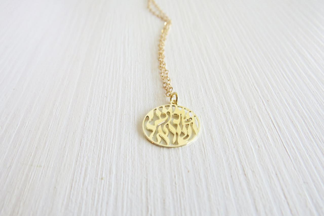 Gold Necklace, Gold Disc Necklace, Shema Israel Necklace, Jewish Gold ...
