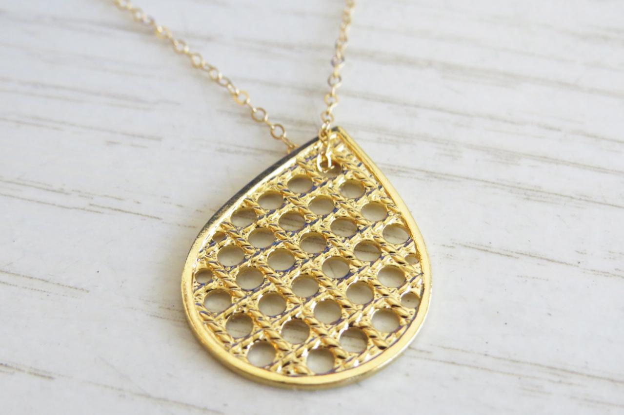 Gold Necklace, Gold Drop Necklace, Teardrop Necklace, Fashion Jewelry ...