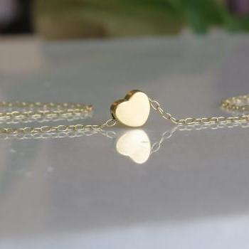 Gold Necklace - Tiny Heart Necklace, Small Heart Necklace, Simple Gold ...