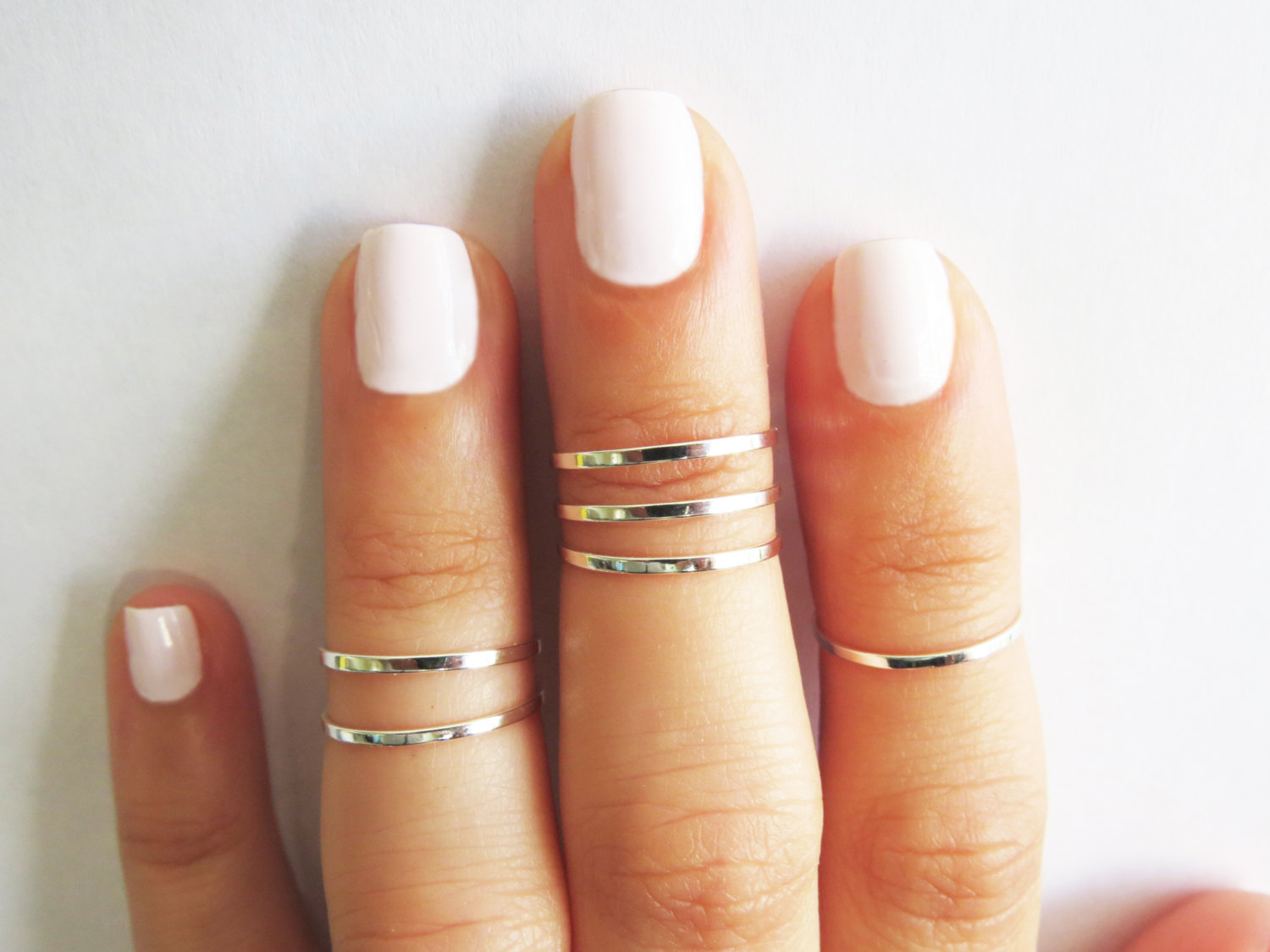 Silver Ring - Stacking Rings, Knuckle Ring, Thin Silver Shiny Bands ...