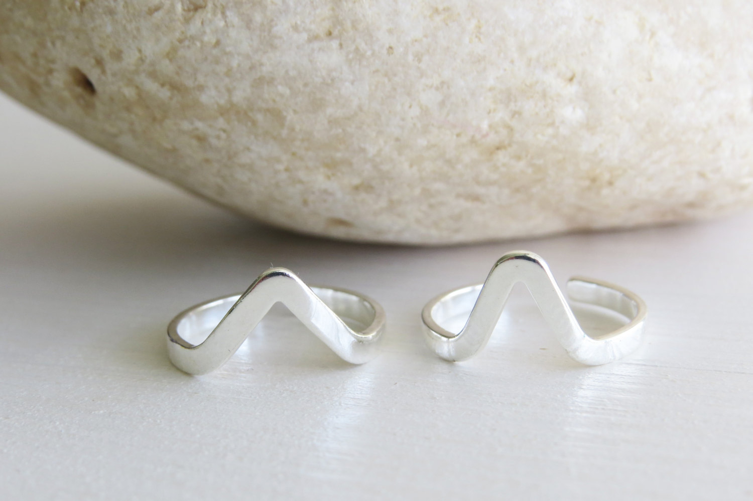 Silver Stacking Rings - Adjustable Rings, Thin Knuckle Ring, Chevron ...