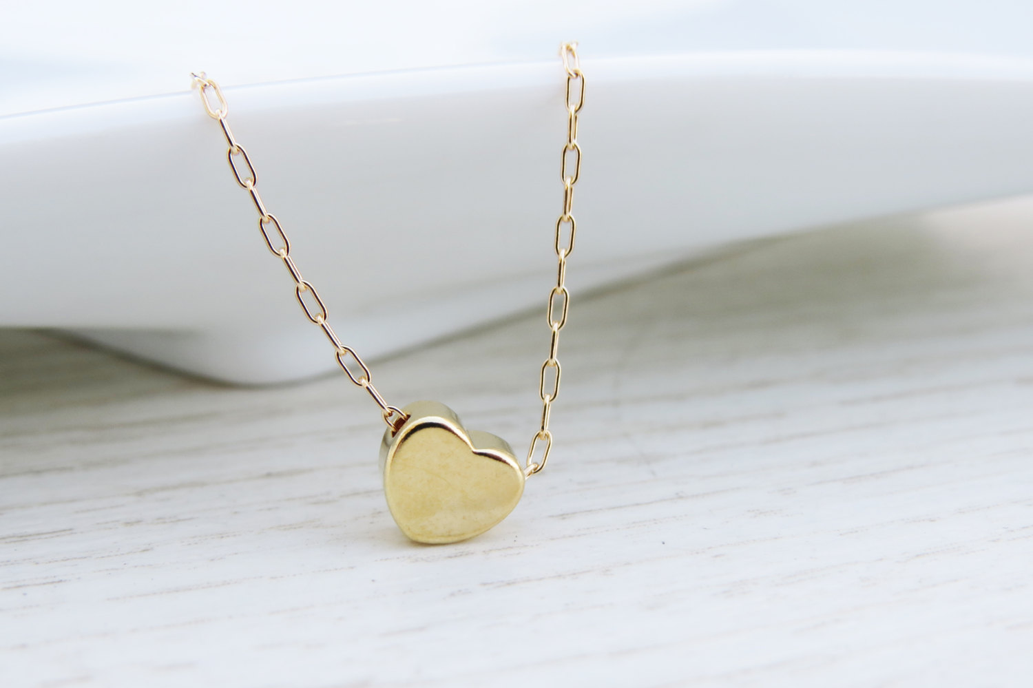 Gold Necklace, Tiny Heart Necklace, Small Heart Necklace, Goldfilled ...