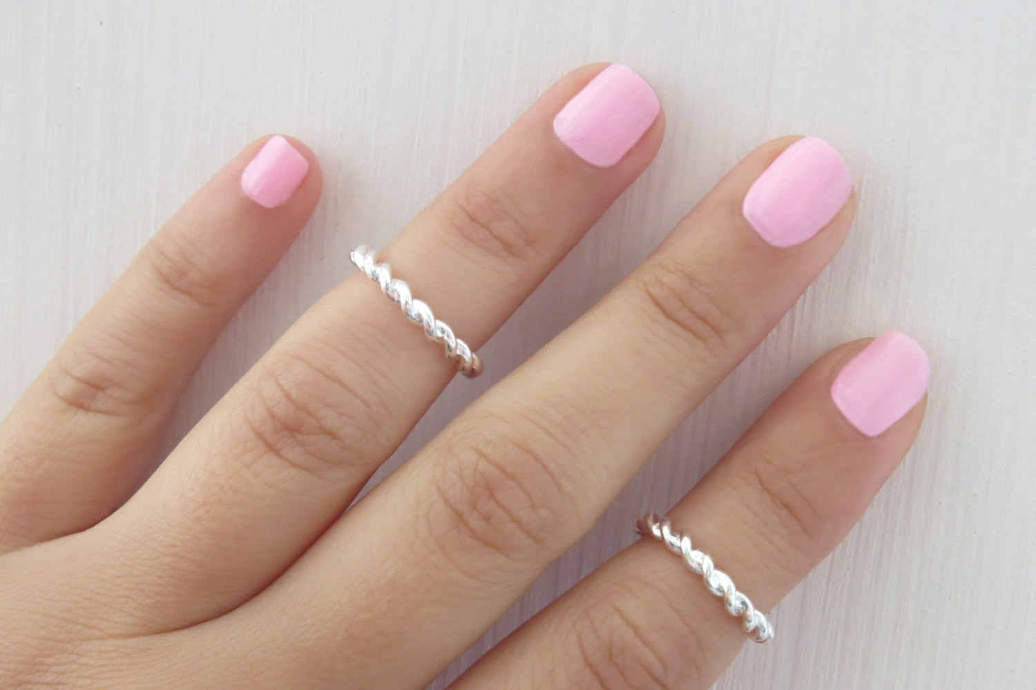 Silver Stacking Rings - Twist Silver Ring, Thin Knuckle Ring, Simple ...