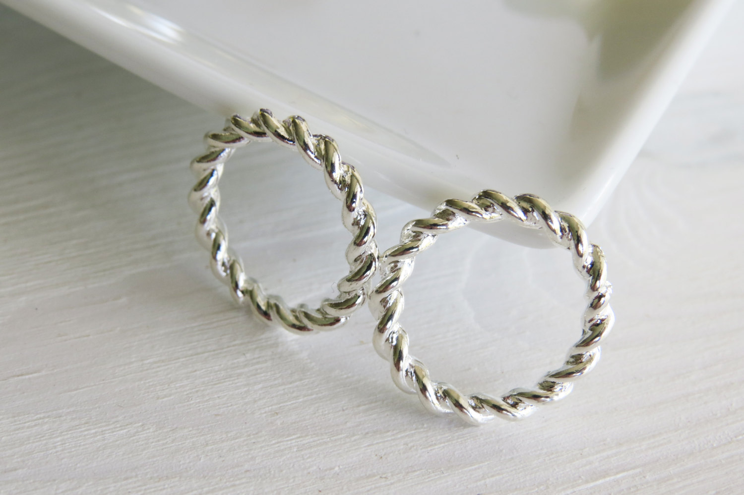 Silver Stacking Rings - Twist Silver Ring, Thin Knuckle Ring, Simple ...