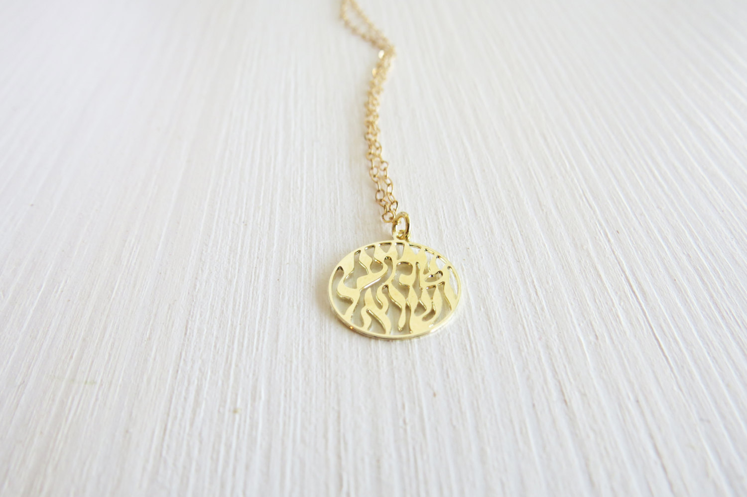 Gold Necklace, Gold Disc Necklace, Shema Israel Necklace, Jewish Gold ...