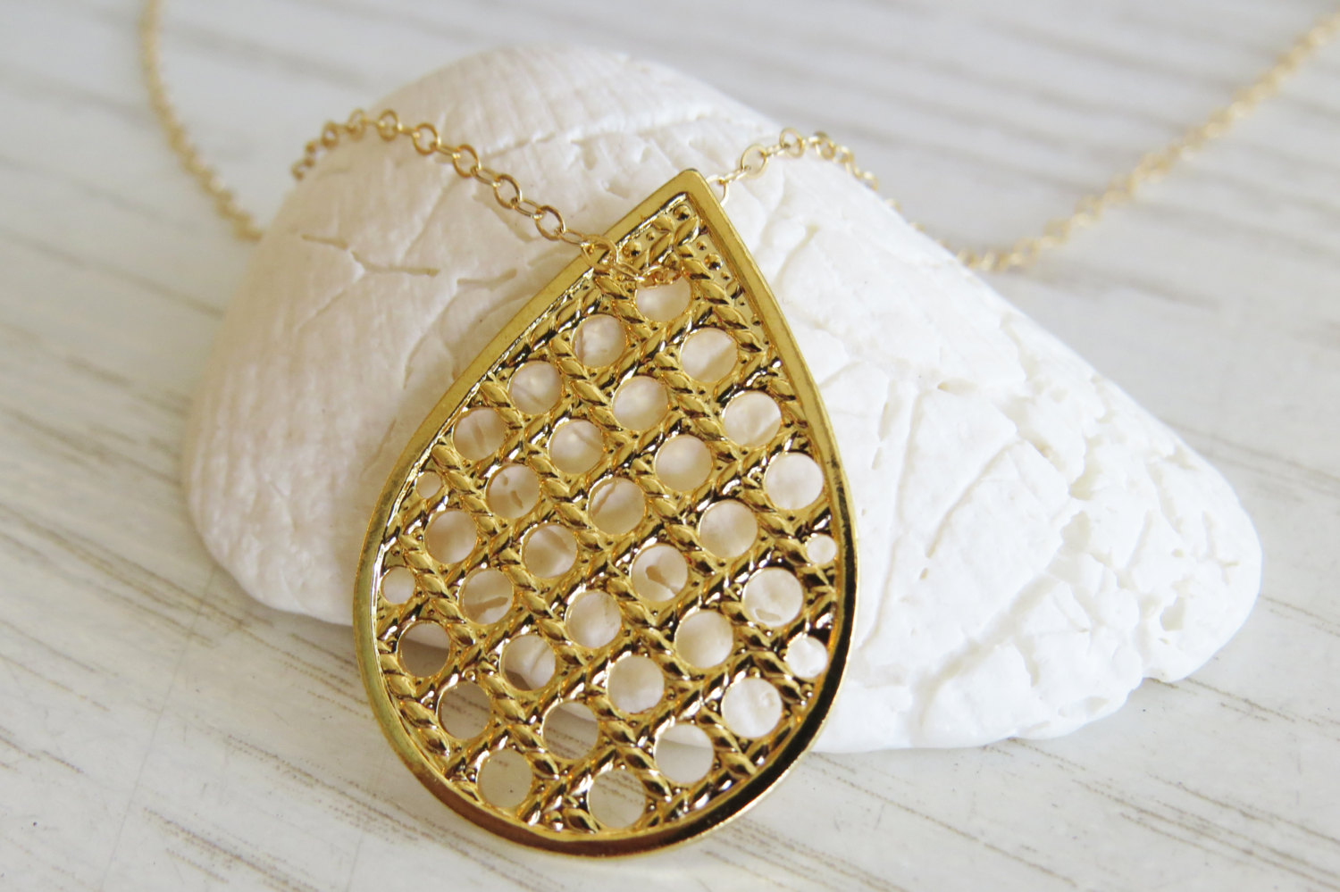 Gold Necklace, Gold Drop Necklace, Teardrop Necklace, Fashion Jewelry ...