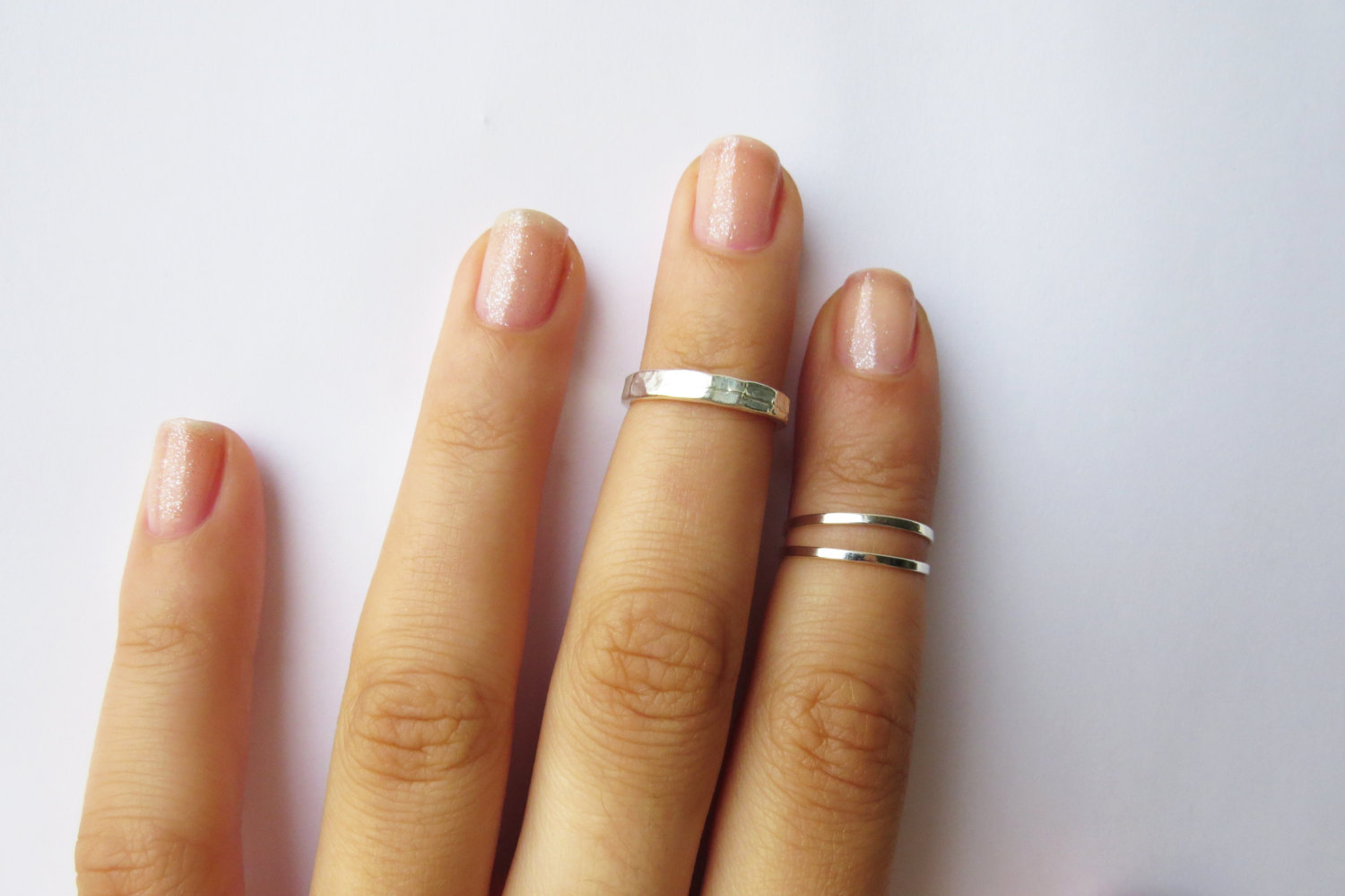 Silver Knuckle Rings - Silver Stacking Rings, Thin Silver Shiny Bands ...