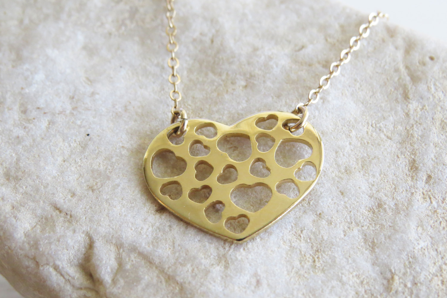 Gold Necklace - Gold Heart Necklace, Simple Gold Necklace, Delicate ...