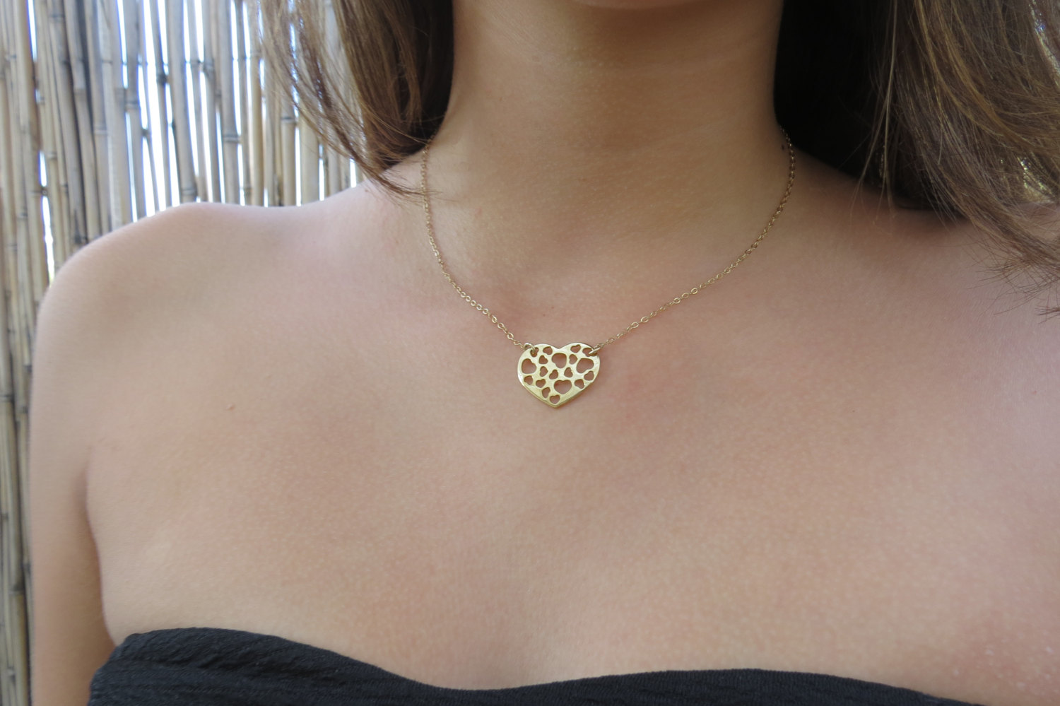 Gold Necklace - Gold Heart Necklace, Simple Gold Necklace, Delicate ...